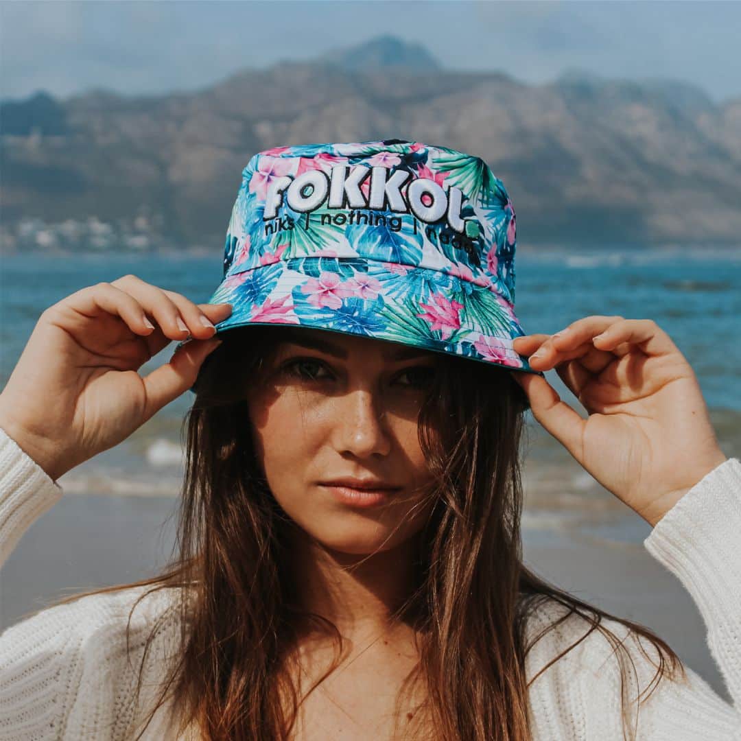 4-Way Floral Bucket Hat - White - fOKKOL