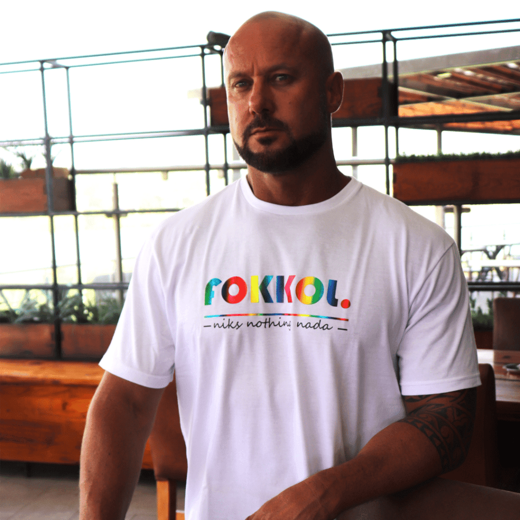 T-SHIRT UNISEX - WIT - REËNBOOG - fOKKOL