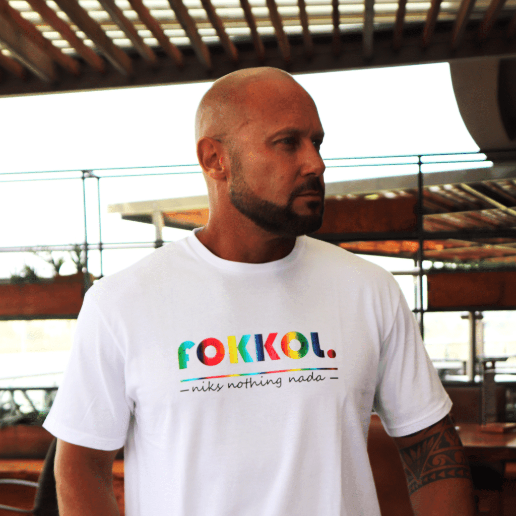 T-SHIRT UNISEX - WIT - REËNBOOG - fOKKOL